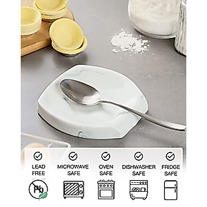 Getstar Ceramic Spoon Rest for Stove Top, Large Spoon Holder for Kitchen Counter, Dishwasher Safe, Marble Decor Finish