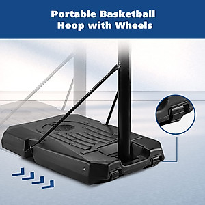 Basketball Hoop Outdoor 6.7 ft-10ft Height Adjustable Basketball Goal Portable Basketball Hoop with 44'' Basketball Backboard Wheels for Adults Youth Outdoor