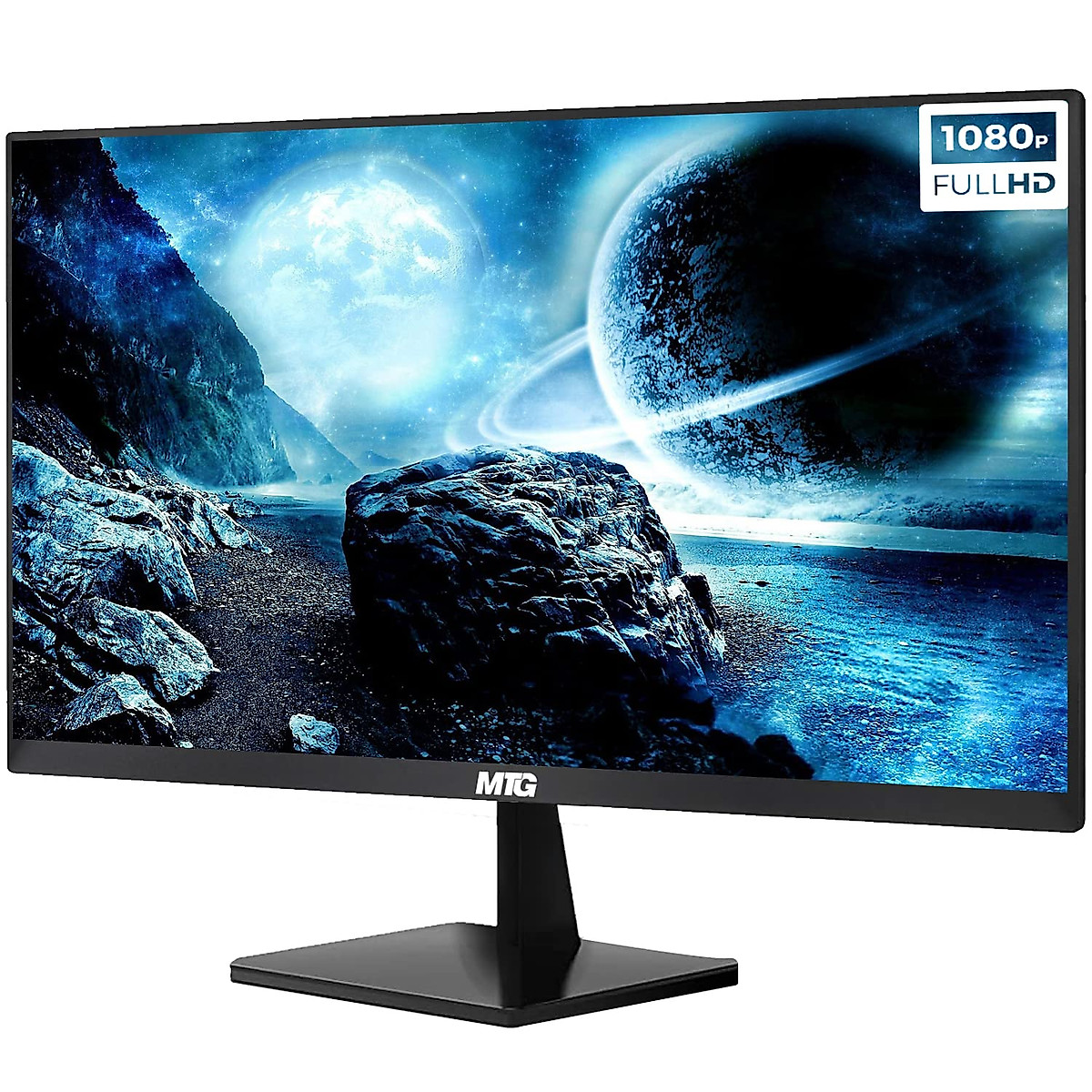 MTG 22 inch 1080p LED Desktop Laptop Monitor - Full HD, 75Hz, 3ms, VESA Mountable, HDMI, VGA, Bezel Less and Ultra-Light Sleek Thin Design, for Home and Office