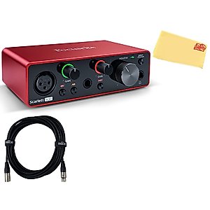 Focusrite Scarlett Solo 3rd Gen 2-in, 2-out USB Audio Interface Bundle with XLR Cable and Austin Bazaar Polishing Cloth