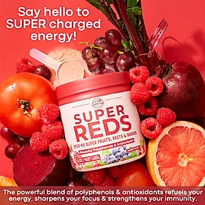 COUNTRY FARMS Super Reds, Energizing Polyphenol Superfood, 48 Super Fruits and Berries, Powerful Antioxidants and Polyphenols, Supports Energy, 20 Servings, Mixed Berry Flavor