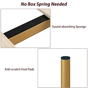 BOTLOG King Bed Frame with Headboard, PU Leather Upholstered Bed Frame with Wood Slats Support, No Box Spring Needed, Easy Assembly