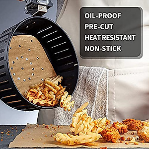 WRAPOK Air Fryer Parchment Paper 8.5 Inch Unbleached Perforated Sheet Non-Stick Liner for Meats, Chips or Cookies - 100 Count