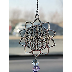 Healing Crystal Car Hanging Flower of Life Accessories Rearview Mirror Window Garden Decorations Wall Home Decor Ornaments