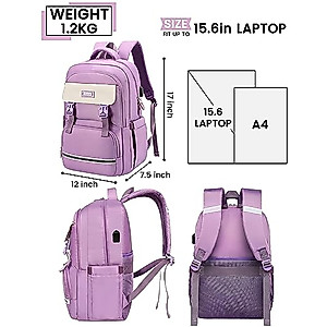 FALANKO Backpack for Girls,15.6 inch Women Laptop School College BookBag with USB Charging Port, High Middle Elementary School Backpack For Teen Students,Large Capacity Travel work Daypacks for Women