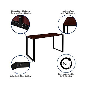 Flash Furniture Modern Commercial Grade Desk Industrial Style Computer Desk Sturdy Home Office Desk - 55" Length (Mahogany)