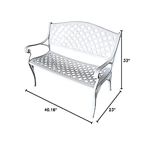 Oakland Living Luxury High-End Cast Aluminum Outdoor Patio Bench, White