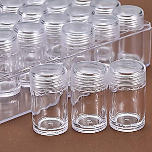 Blulu Clear Plastic Bead Storage Containers Set with 30 Pieces Storage Jars Diamond Painting Accessory Box Transparent Bottles with Lid for DIY Diamond, Nail and Other Small Items (1.85 x 1 Inch)