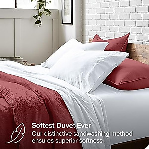 Bare Home Sandwashed Duvet Cover Full Size - Premium 1800 Collection Duvet Set - Cooling Duvet Cover - Super Soft Duvet Covers (Full, Sandwashed Rosewood)