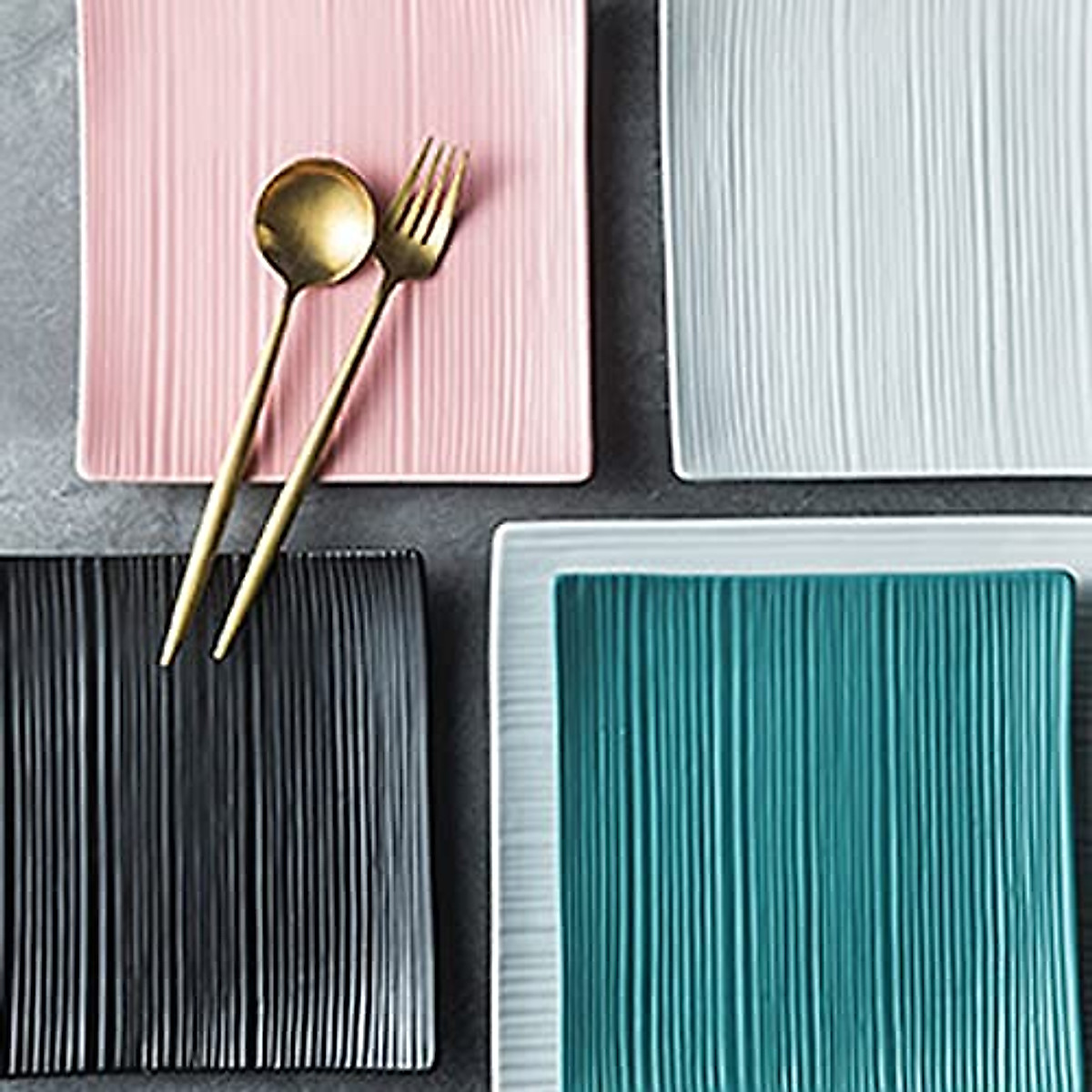 KOWMcp Dinner Plates 1Pcs Striped Dinner Plate Household Dishes, Can Be Used to Place Steaks, Vegetables, Fruits, Pasta (Color : Pink, Size : S)