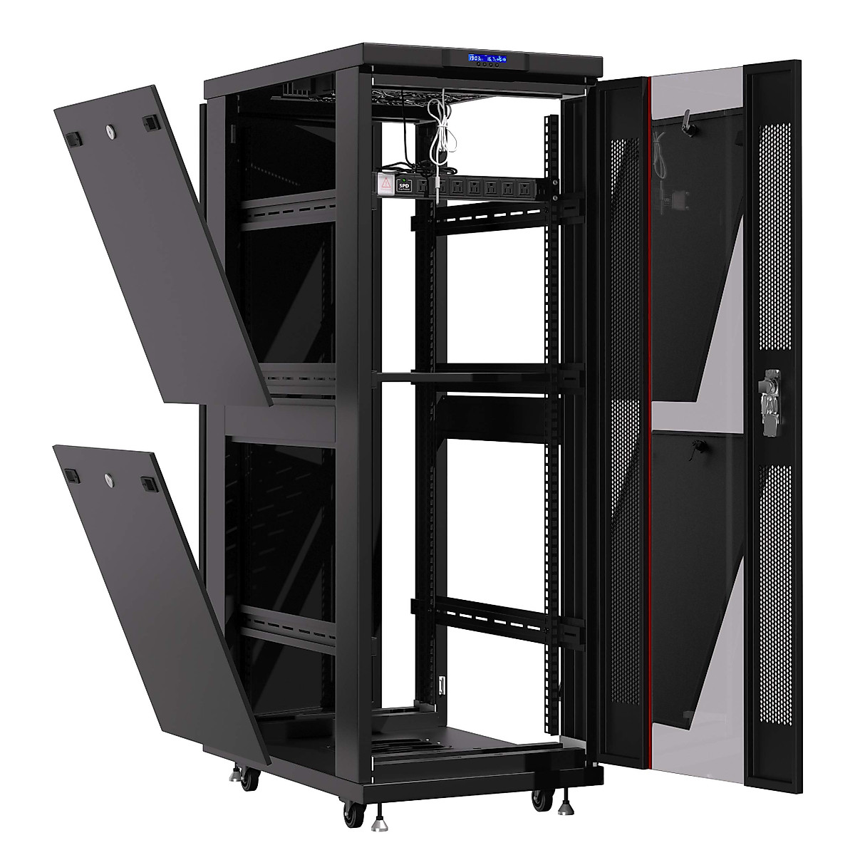 Sysracks 37U Server Rack Cabinet - Heavy-Duty, Optimal Airflow, Secure Lock, Easy Assembly, Versatile Use for Data Centers and IT Equipment