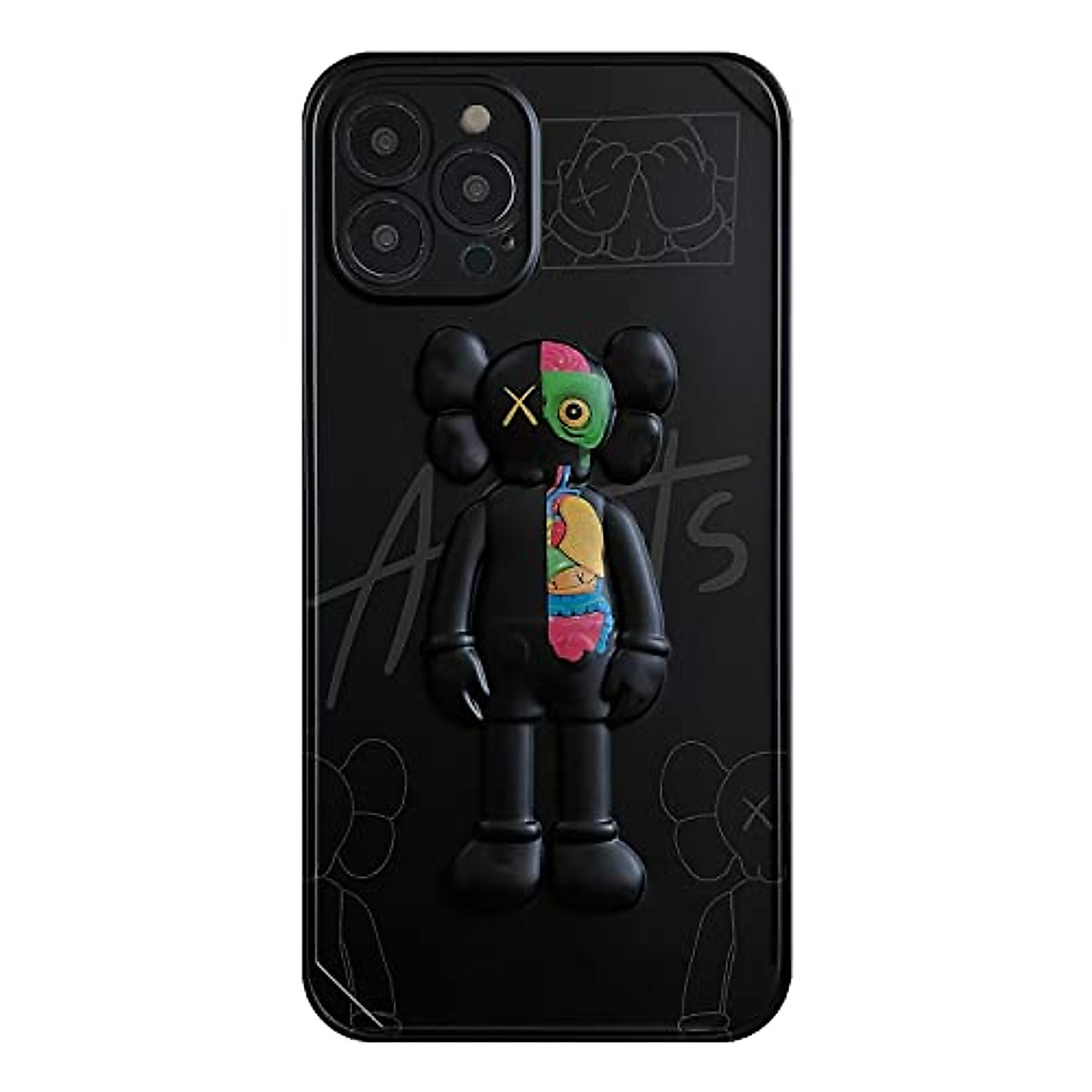 DOWINTIGER Cool iPhone 12 Pro Max Case for Boys Men, Kawaii 3D Cartoon Street Fashion Shockproof Protection TPU and IMD Protective Designer Case for iPhone 12 Pro Max - Black