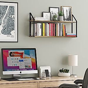 Wallniture Modena 2-Tier 36" Floating Shelves Living Room Decor Shelves for Wall Storage Laundry & Kitchen Organization Office Decor Burnt Finish