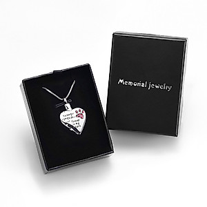memorial jewelry No Longer by My Side,But Forever in My Heart Carved Locket Cremation Urn Necklace for Pet Dog Cats (Wing dog paw-S)