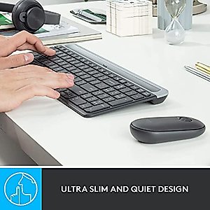 Logitech MK470 Slim Wireless Keyboard and Mouse Combo - Modern Compact Layout, Ultra Quiet, 2.4 GHz USB Receiver, Plug n' Play Connectivity, Compatible with Windows - Graphite