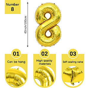 Number 8 Balloon 40 Inch Gold 8 Balloon Number 8 Helium Number Balloons 8 Year Old Birthday Decorations Giant Numbers For Party Digital 8 For Birthday Wedding Bridal Shower Photo Shoot Anniversary