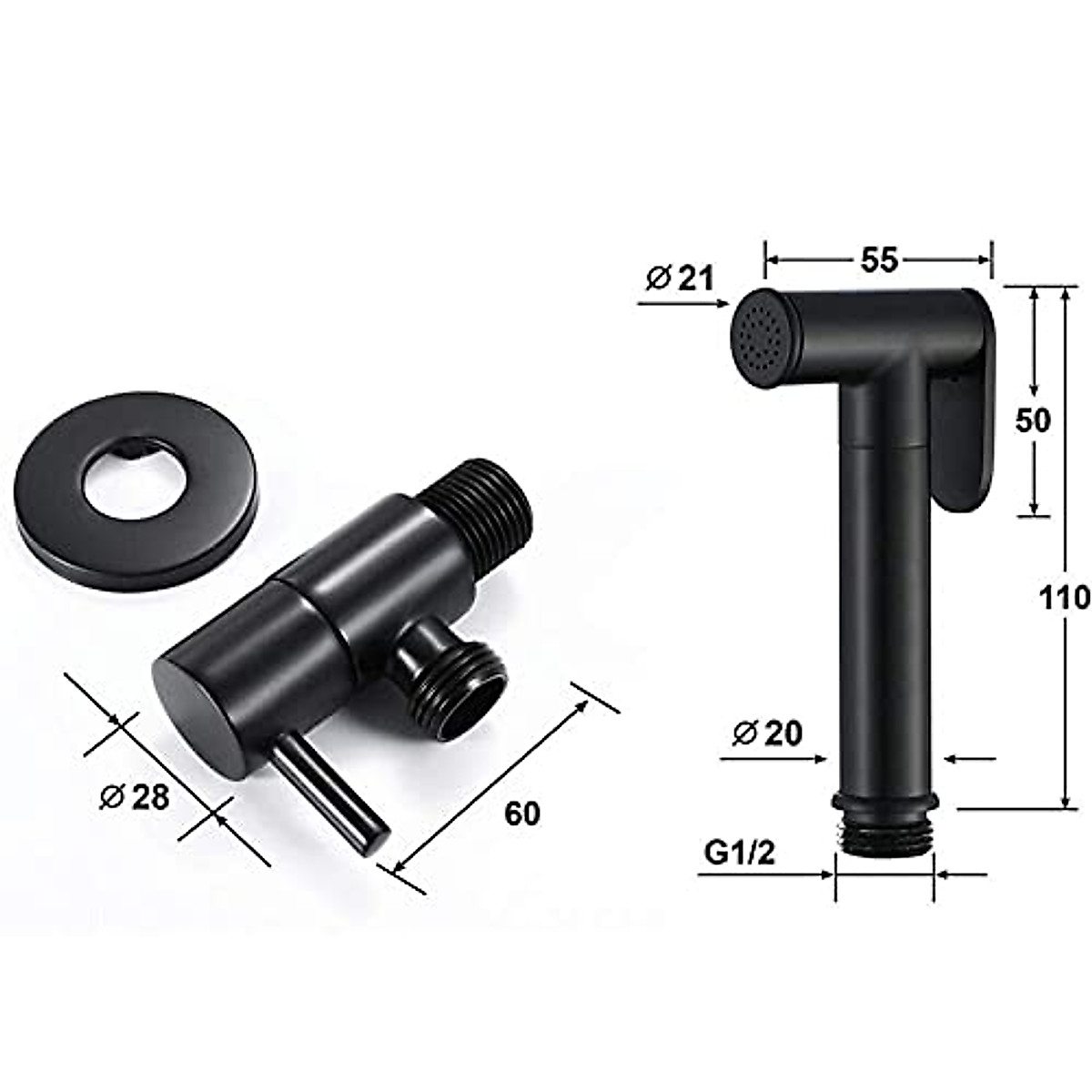 JIYTG Stainless Steel Portable Bidet Toilet Taps Kit Copper Bidet Sprayer Bidet Set Single Cold Toilet Spray Gun Faucet