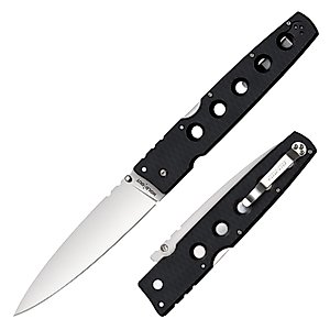 COLD STEEL Hold Out 6" S35VN Plain Blade 7.2" G-10 Handle Everyday Carry Pocket Folding Knife w/Tri-Ad Lock, Pocket Clip