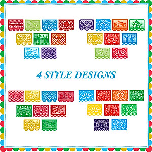 12 Pcs 180 ft Mexican Party Banners Large Papel Picado Banner 10 Patterns Plastic Fiesta Banner Decorations for Cinco De Mayo Mexican Fiesta Party Day of The Dead Dia De Los Muertos
