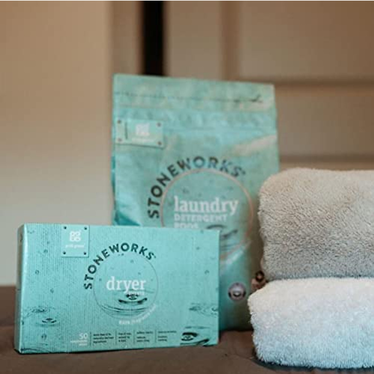 Grab Green Stoneworks Laundry Detergent Pods, Powered by Naturally-Derived Plant & Mineral-Based Powder Pods, Fragrance Free Rain, 50 Count (Pack of 1) Loads-EPA Safer Choice Certified