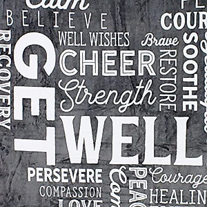 Decorae Healing Thoughts Blanket, Get Well Sherpa Fleece Throw, 5 x 4 Foot, Gray & White