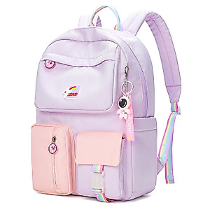 AUOBAG Kids Backpack Girls Backpacks Elementary Bookbags Middle School Bags Women Casual Daypacks Send Pendant (Purple)