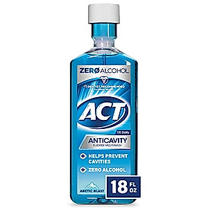 ACT Anticavity Zero Alcohol Fluoride Mouthwash 18 fl. oz., With Accurate Dosing Cup, Arctic Blast