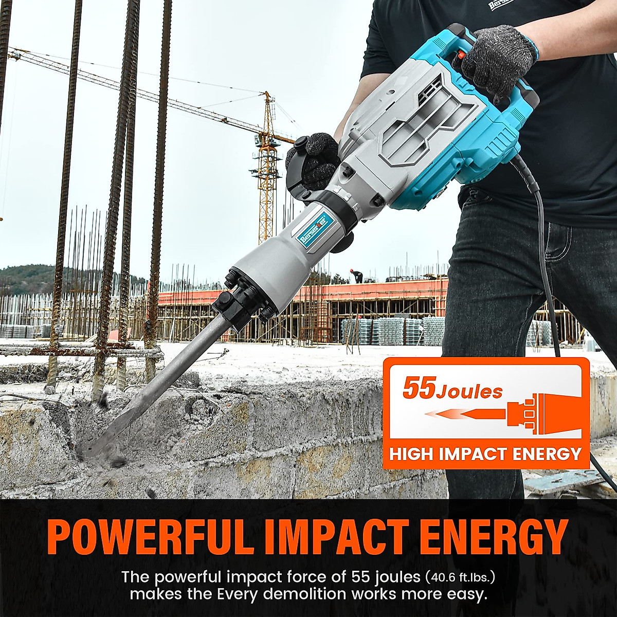 Berserker 1700W 30-Pound SDS-Hex Demolition Jack Hammer,1-1/8" 14-Amp Corded Electric Heavy Duty Demo Chipping Hammer Concrete/Pavement Breaker with Carrying Case Flat Chisel Bull Point Chisel