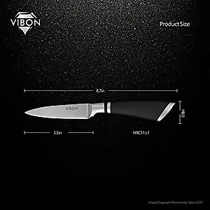 VIBON 3.5 Inches Paring Knife with sheath, Fruit Knife Ktchen Vegetable Cutlery (silver and black)