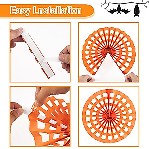 Black and Orange Party Decorations Hanging Paper Fans Party Decorations for Basketball Birthday Graduation Gothic Halloween Tissue Paper Fans Paper Party Decorations