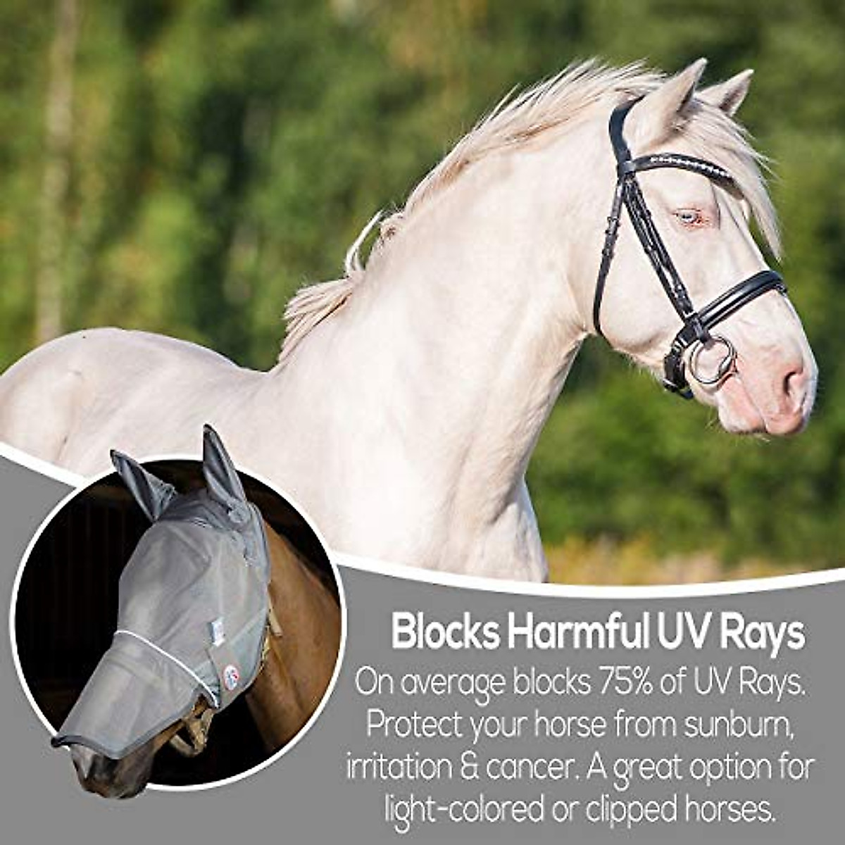 Derby Originals Reflective Mesh Fly Mask with 1 Year Warranty Includes Ears and Nose Cover,Summer Blue,Large (Full/Average),72-7109SB-L