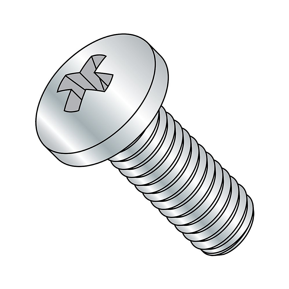 Small Parts FSCF106PPSZ Steel Pan Head Machine Screw, Zinc Plated, ASME B18.6.3, #2 Phillips Drive, #10-32 Thread Size, 6" Length, Fully Threaded, Imported (Pack of 10)