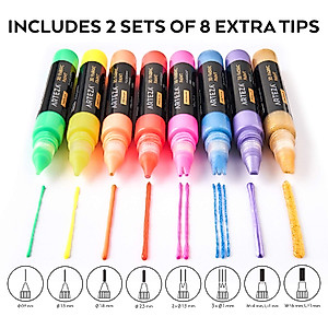 Arteza 3D Fabric Paint, Set of 30, Metallic & Glitter Colors, 1oz Tubes, Glow-in-The-Dark & Vibrant Shades, Textile Paint for Clothing, Accessories, Ceramic & Glass