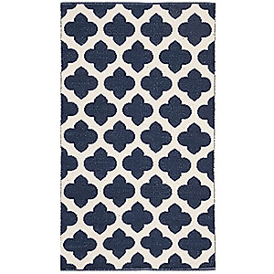 SAFAVIEH Montauk Collection 3' x 5' Navy/Ivory MTK723H Handmade Trellis Cotton Area Rug