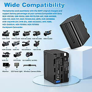 2 x 8800mAh Rechargeable NP-F970 Batteries and Charger, NP-F970 Battery Replacement for Camorder/Video Camera/ Handycams/Monitor/Light Ring, Dual NPF Battery Charger for NP-F970/770/570, FM50/70/90