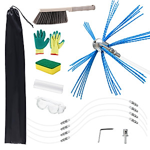 Bluesea 27 Feet Chimney Sweep Kit Pro Version, Chimney Cleaning Kit with Aluminum Chimney Brush and Ergonomic Connection System, Rich Accessories for Fireplace Flue Home Use, 8 Rods