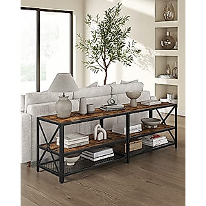 VASAGLE TV Stand for TV up to 70 Inches, TV Table, Entertainment Center, 3-Tier TV Console, Steel Frame, Industrial Style, for Living Room, Rustic Brown and Black ULTV095B01