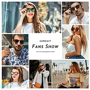 SUNGAIT Women's Classic Vintage Round Polarized Sunglasses Retro Style UV400 (Amber Frame(Matte Finish)/Brown Lens) SGT166 HPKC