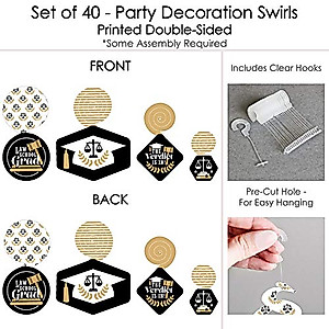 Big Dot of Happiness Law School Grad - Future Lawyer Graduation Party Hanging Decor - Party Decoration Swirls - Set of 40