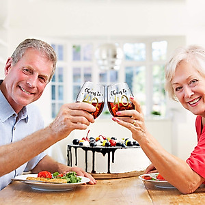 Patelai 40th Birthday Gift for Men Women Stemless Wine Glass, 17 oz Gold Cheers to 40 Years Birthday Wine Glass Present 40th Anniversary or Birthday Wedding Home Party Decor Office Supplies