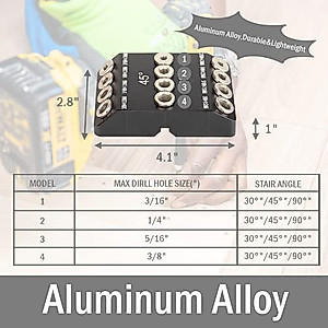 Drill Jig for Angled Holes -Portable Aluminum Drill Guide for Straight Holes 30 45 90 Degrees Durable Drilling Jig for Cable Railing