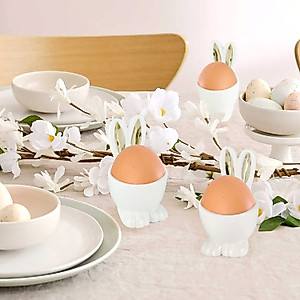 Easter Bunny Ears Shape Egg Holders- Set of 2 Ceramic Rabbit Egg Cups Gold Bunny Ear Design Egg Holders for Easter Decorations Spring Party Dinner Table Settings Decor