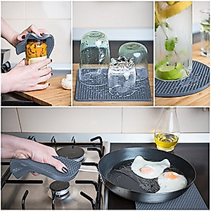 Silicone Trivet Mats - Pot Holders - Drying Mat Our potholders Kitchen Tools is Heat Resistant to 440°F, Non-Slip Durable Flexible Easy to wash and Dry and Contains 4 pcs by Q's INN.