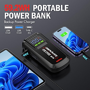 DBPOWER Jump Starter 2000A Peak Portable Car Jump Starter for Up to 8.0L Gas and 6.5L Diesel Engines, 12V Lithium Battery Booster Pack with 2.5" LCD Display, Smart Jumper Cables and LED Light