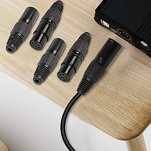 XMSJSIY 4 Pin XLR Female Plugs Connectors, 4 Pin XLR-F Plug Audio Mic Microphone Connector,XLR Cable Ends Replacement F-Plug Audio Socket-4PCS