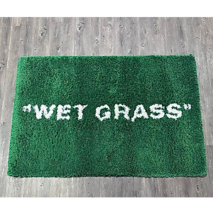 LUXAPE Wet Grass Rug - Tufted Hypebeast Rug - Handmade & Premium - 32 * 20in (80 * 50cm) - Hypebeast Room Decor - Off White Rug - Aesthetic Bape Rug - Luxape Rug