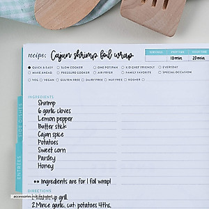 Erin Condren Spiral Coiled Recipe Prompted Notebook - Metallic Wet-Erase Interchangeable Designer Cover with 160 Pages, 80 Sheets of Heavy 80# Mohawk Paper