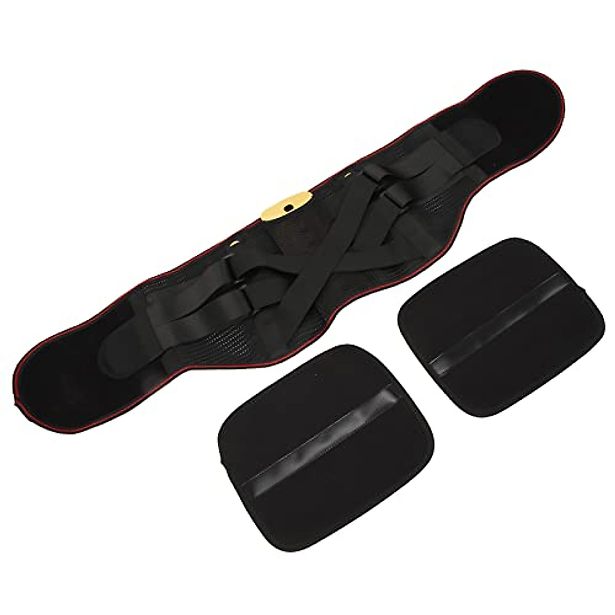 VBESTLIFE Lumbar Support Belt, Flexible Adjustment Curved Lumbar Support Brace 360 Degree Fixed Support Black Breathable with Massage Pads for Sports Waist Protection (XL)