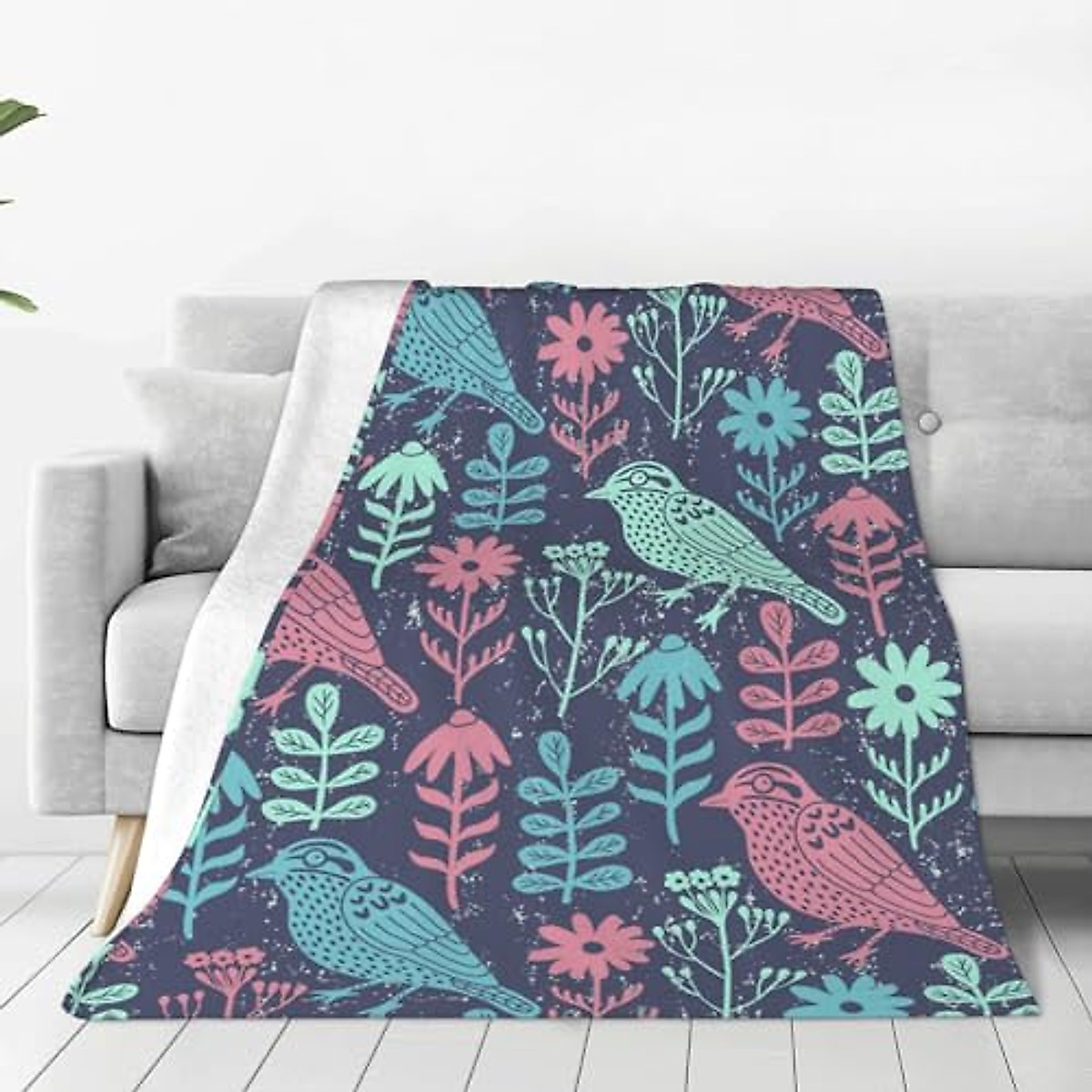 Bird-Blanket Super Soft Throw Blanket for Couch Bed Sofa Cozy Flannel Fuzzy Blanket Plush Throw Blankets for Women Men Gifts Travel Blanket for All Seasons, 50"x40"
