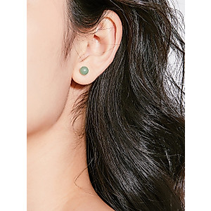 Jade Earrings for Women Jade Stud Earrings Jade Earrings for Men 6mm Sphere Lighter Green Jade Studs Graduation Gift Birthday Anniversary Holidays(A Pair of Studs, Lighter Green, 6mm Sphere)